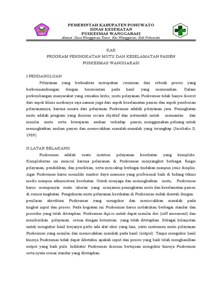 Kak Workshop Keselamatan Pasien | PDF