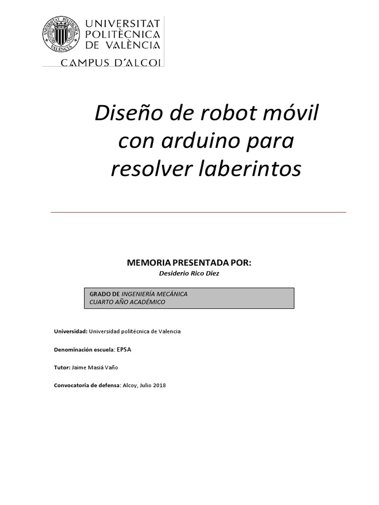 Diseño de Un Robot Móvil Con Arduino para Resolver Laberintos | PDF ...