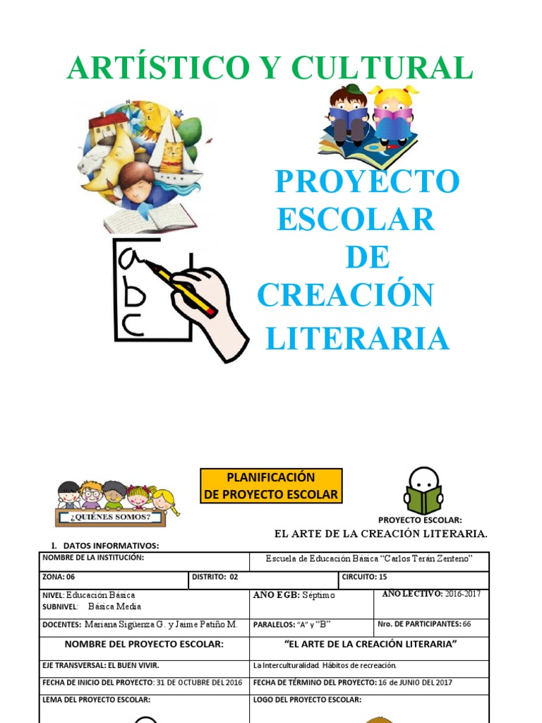 Proyecto Creacion Literaria | PDF | Aprendizaje | Cómics