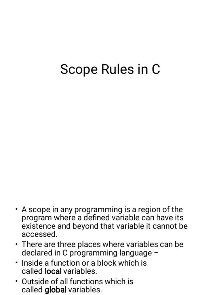 Understanding Scope Rules In C Declaring And Accessing Local Global 