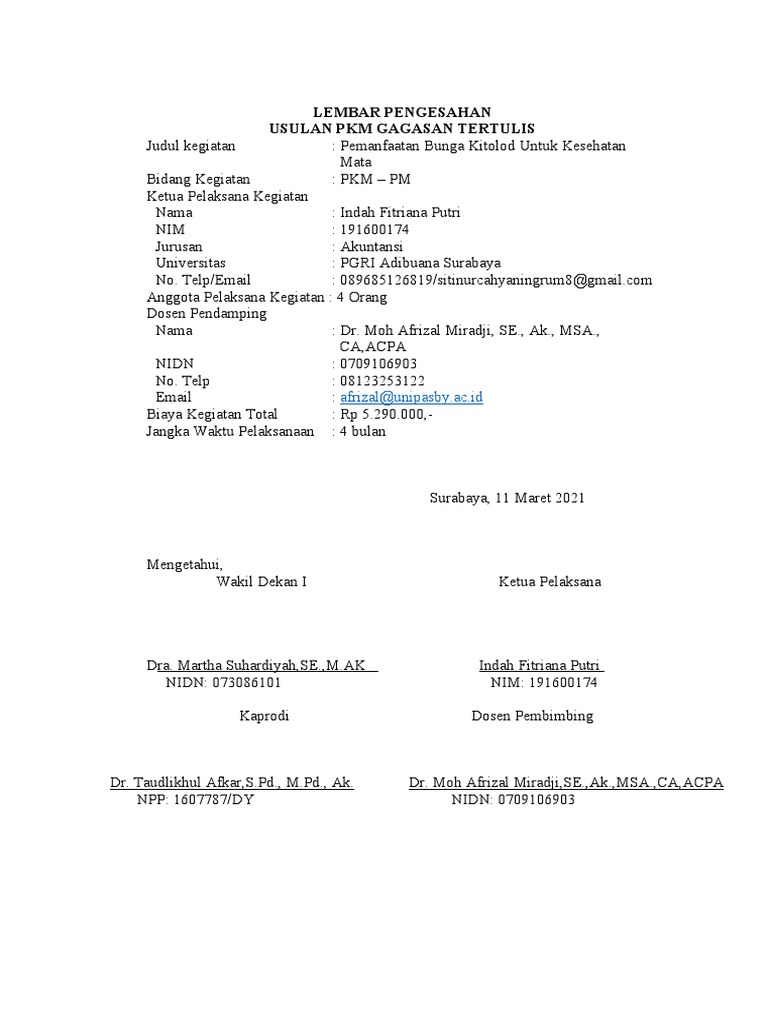 Lembar Pengesahan Arum | PDF