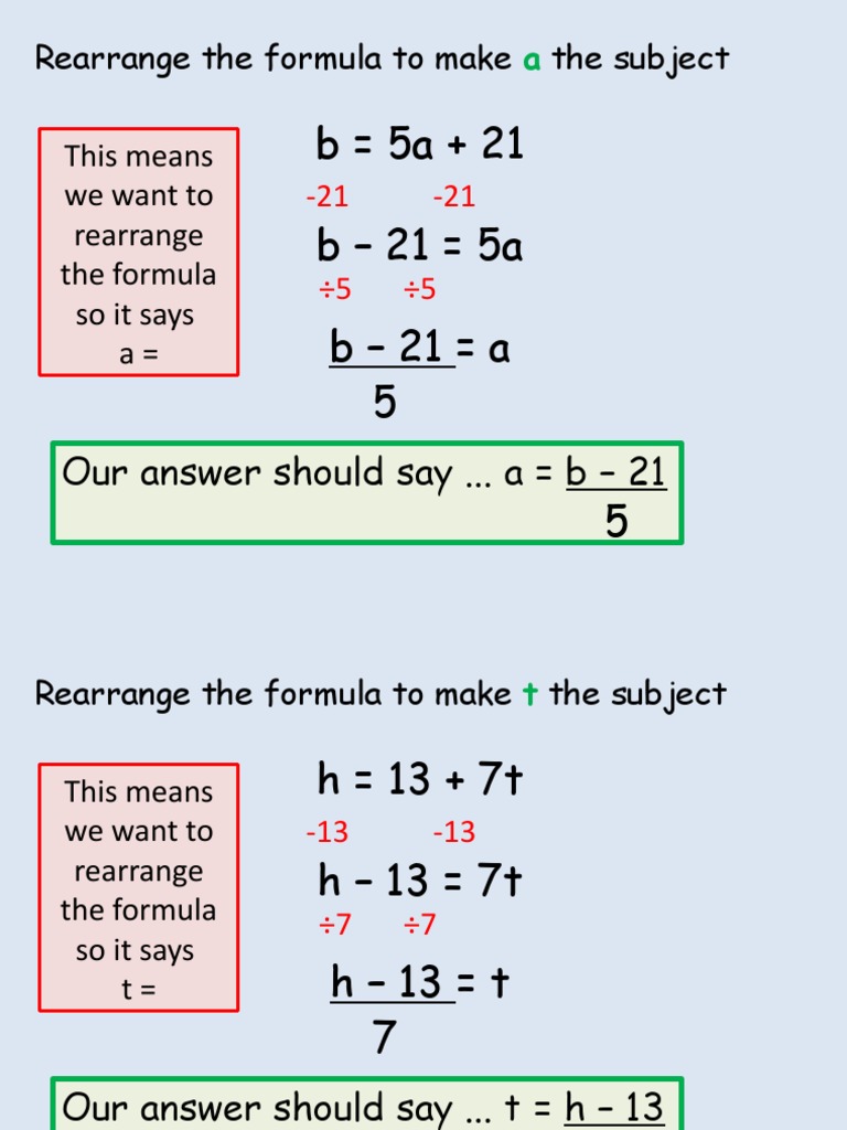 Rearranging Formulae 2 | PDF