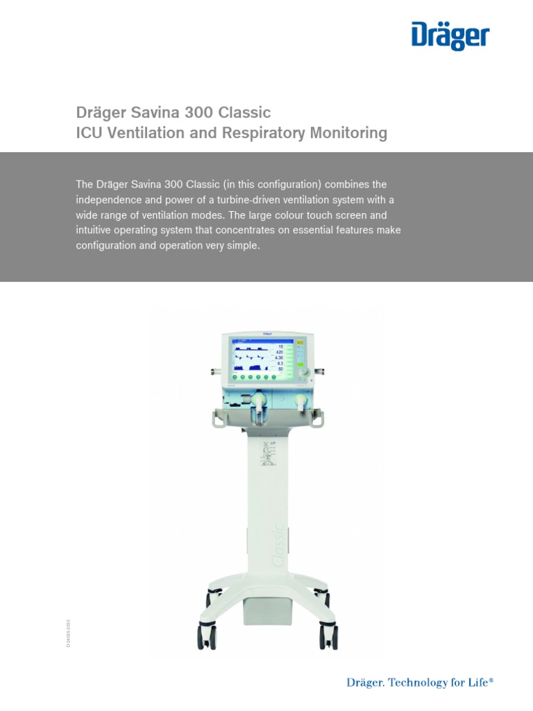 Dräger Savina 300 Classic ICU Ventilation and Respiratory Monitoring ...
