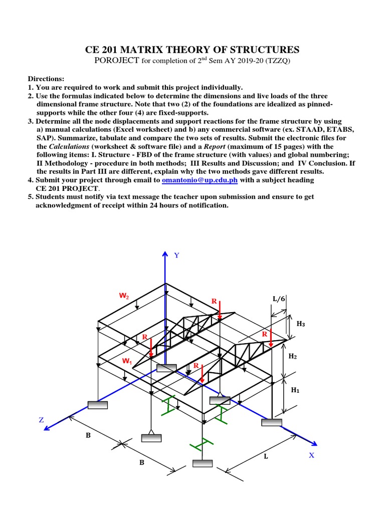 Ce 201 Matrix Theory of Structures: Poroject | PDF | Teaching ...
