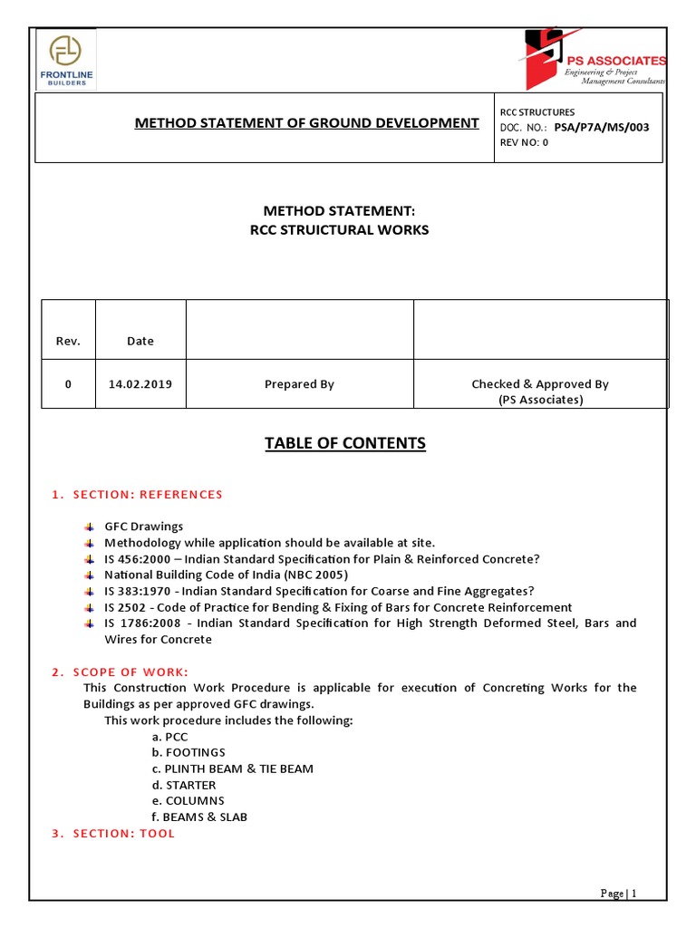 RCC Structural Work Method Guide | PDF | Concrete | Structural Engineering