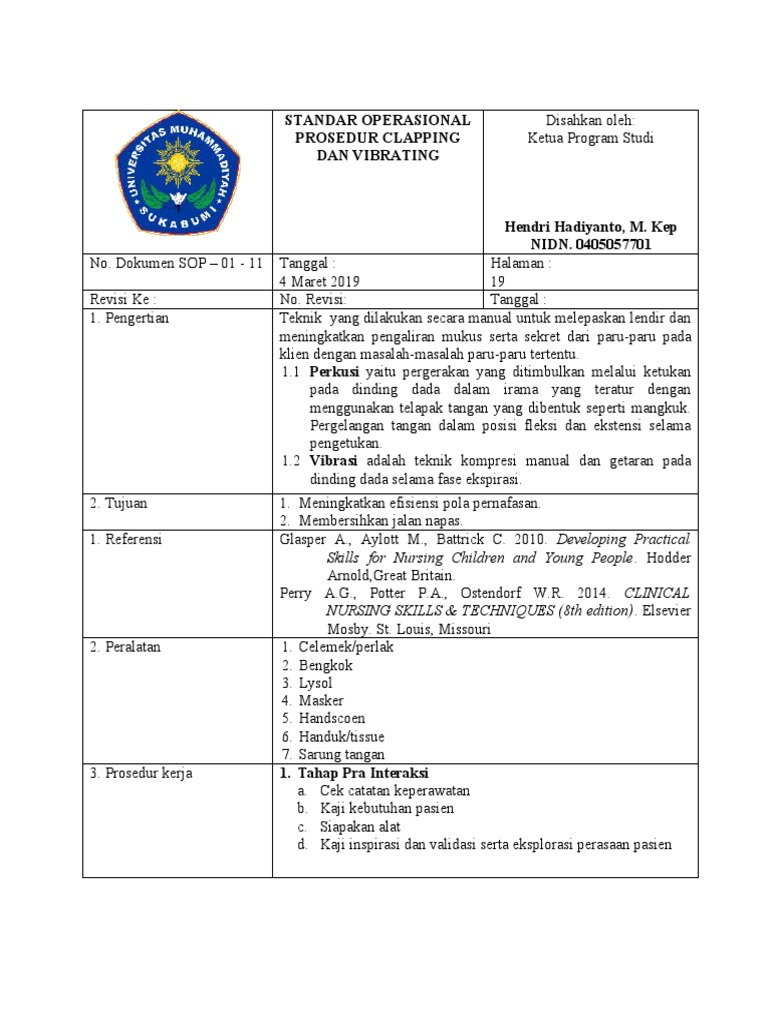 SOP Teknik Clapping dan Vibrasi Dada | PDF