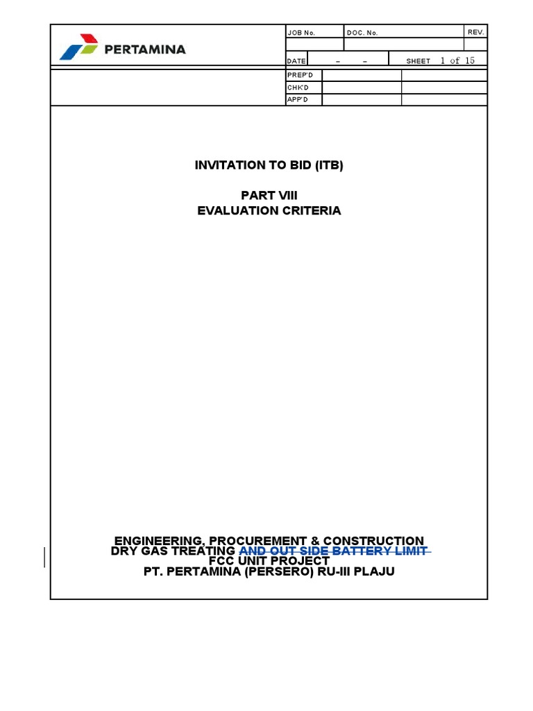 Itb Part Viii - Evaluation Criteria | PDF | Procurement | Crane (Machine)