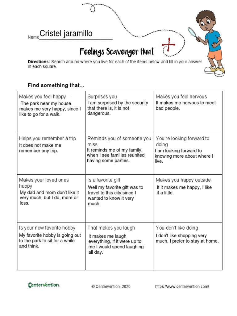 Scavenger Hunt Worksheet | PDF