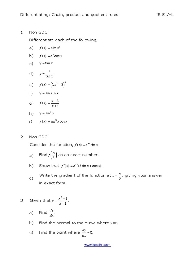Chain Product Quotient - Worksheet | PDF | Mathematical Concepts | Analysis