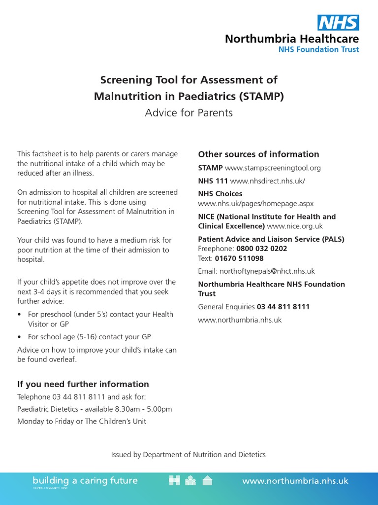 Screening Tool For Assessment of Malnutrition in Paediatrics STAMP ...