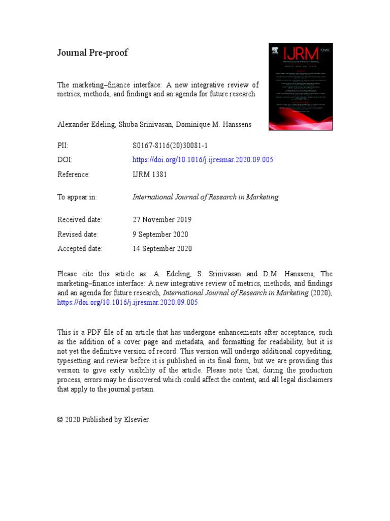 Journal Pre-Proof: International Journal of Research in Marketing | PDF ...
