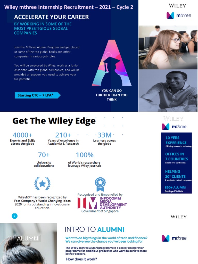 Joining Top Global Banks - Wiley Mthree Internship Recruitment - 2021 ...