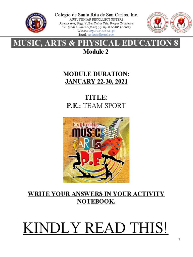 Kindly Read This!: Music, Arts & Physical Education 8 | PDF ...