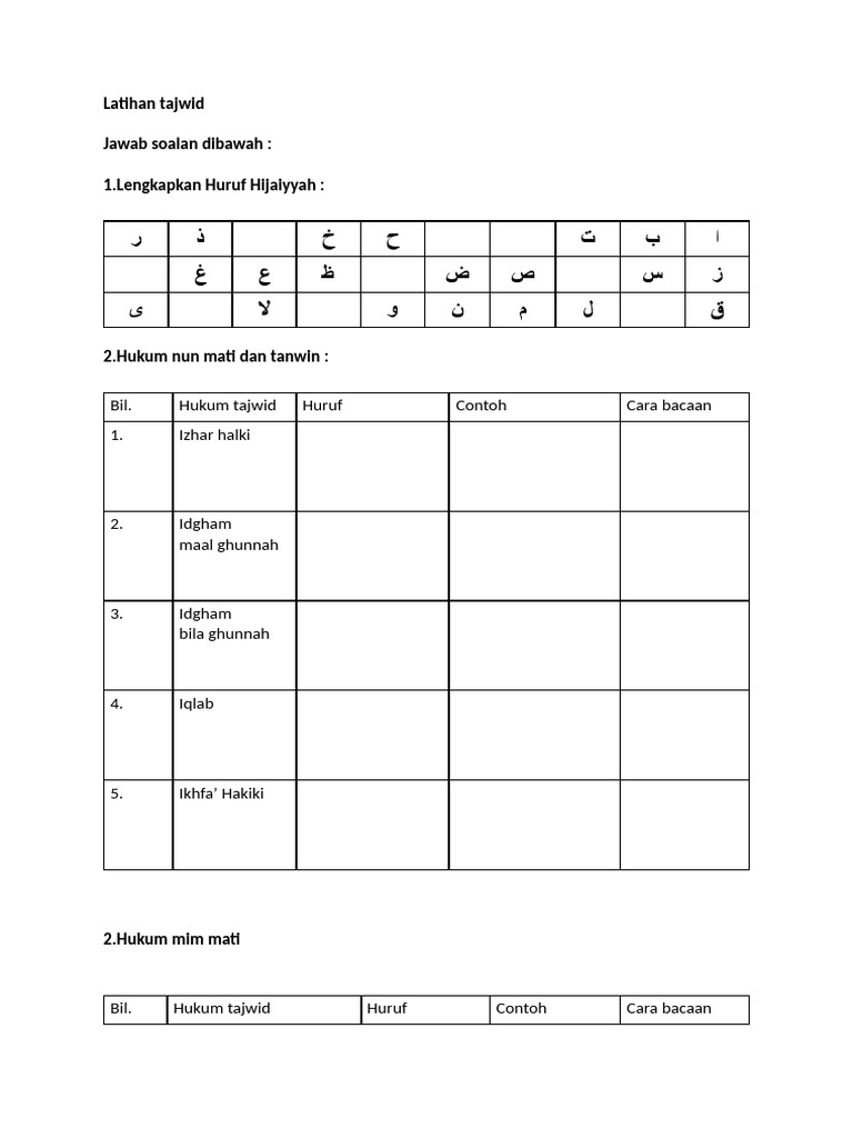 Latihan Tajwid | PDF