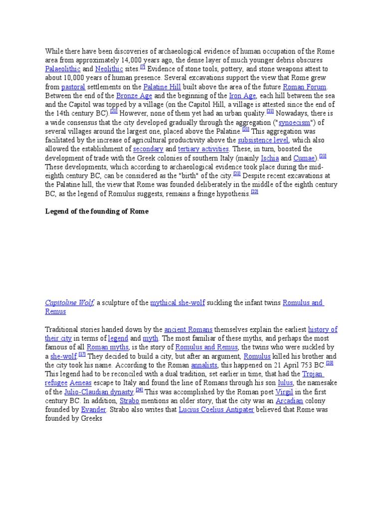 Legend of The Founding of Rome | PDF | Romulus And Remus | Roman Mythology