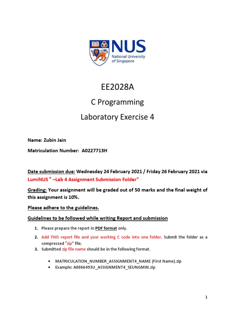 C Programming Laboratory Exercise 4: Luminus " - Lab 4 Assignment ...
