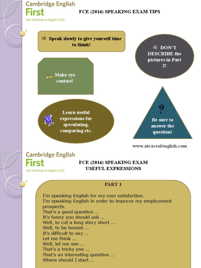 Fce Speaking Tips and Expressions Tests 90400 | PDF | Communication ...