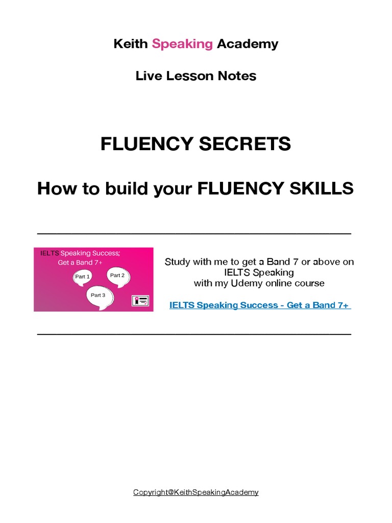 FLUENCY SECRETS - Lesson Notes | PDF | Phrase | Fluency