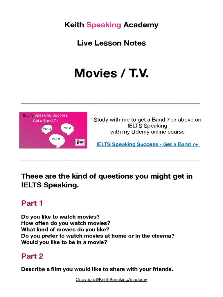 Movies - Lesson Notes | PDF | Cinema | Languages