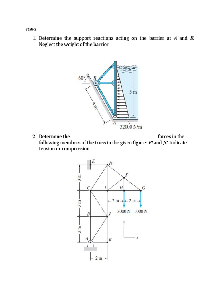 Statics Problems: Support Reactions & Forces | PDF | Teaching Methods ...