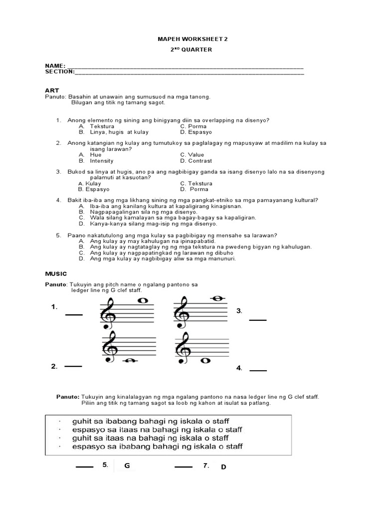 Mapeh Worksheet 2 | PDF
