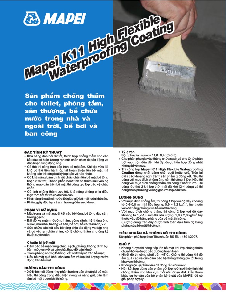 1126 - Mapei K11 High Flexible Waterproofing Coating - VN | PDF