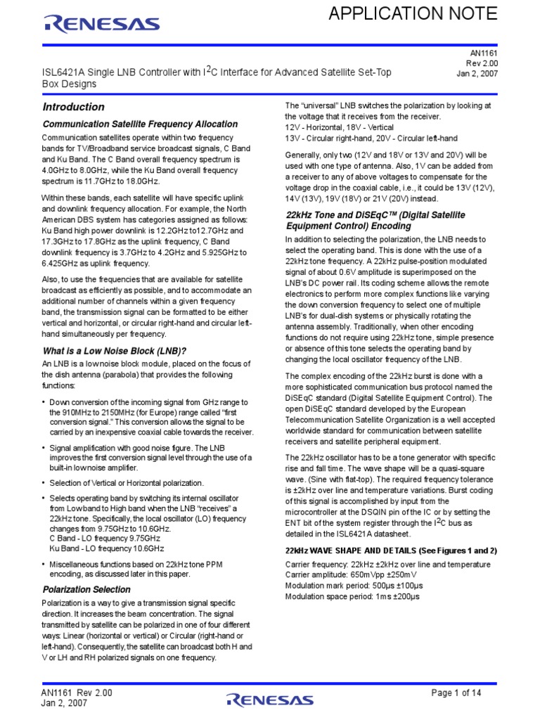 ISL6421A Single LNB Controller With I C Interface For Advanced ...