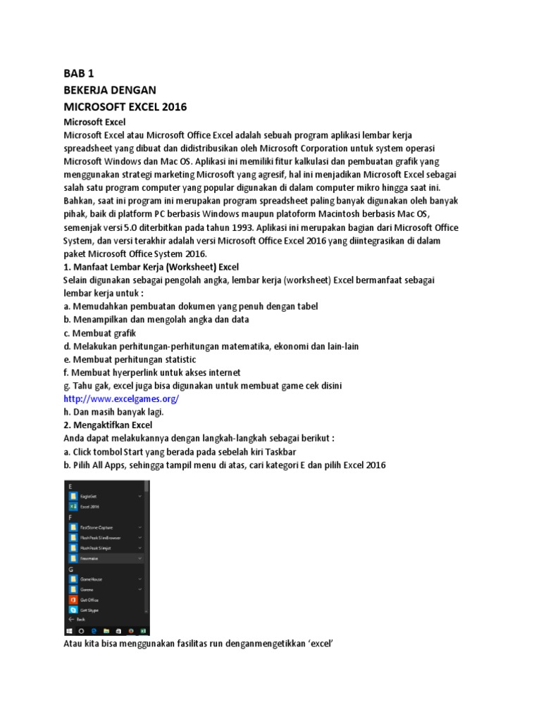 Excel 1 Pengenalan Ms Excel | PDF