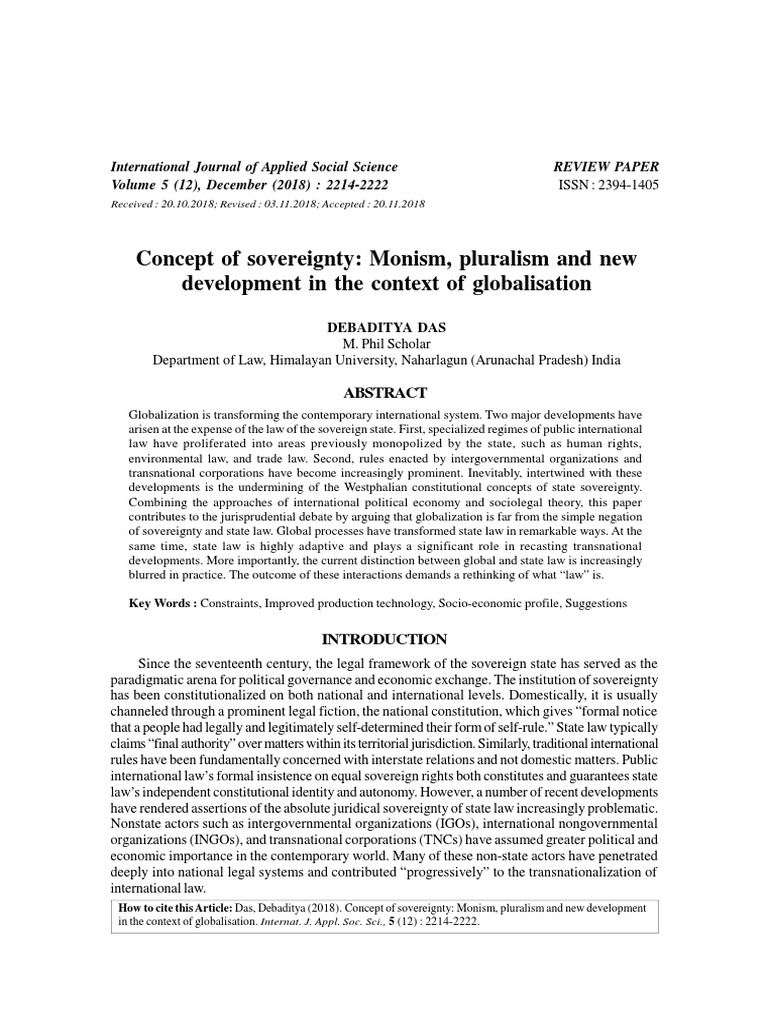 Monism and Pluralism in Sovereignty | PDF | Sovereign State | Sovereignty
