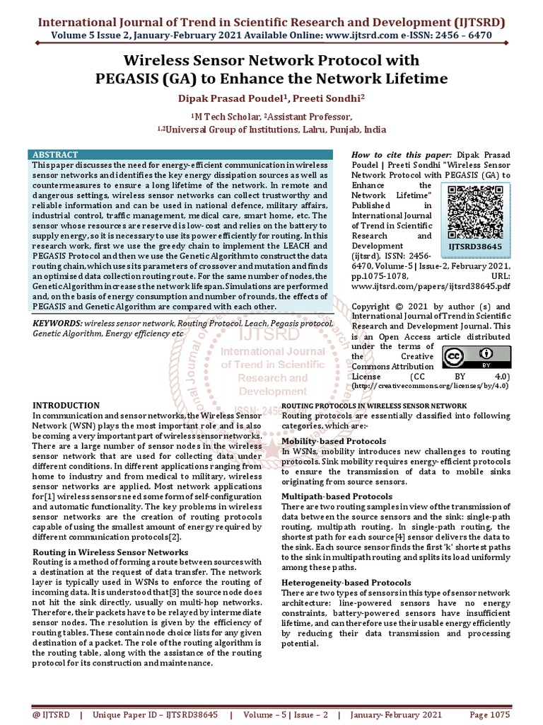Wireless Sensor Network Protocol With PEGASIS GA To Enhance The Network Lifetime | PDF | Routing ...
