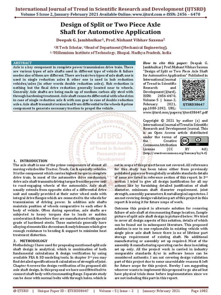 Design of Split or Two Piece Axle Shaft For Automotive Application ...