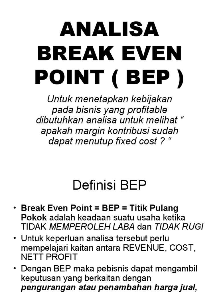 Analisa Break Even Point Bep | PDF