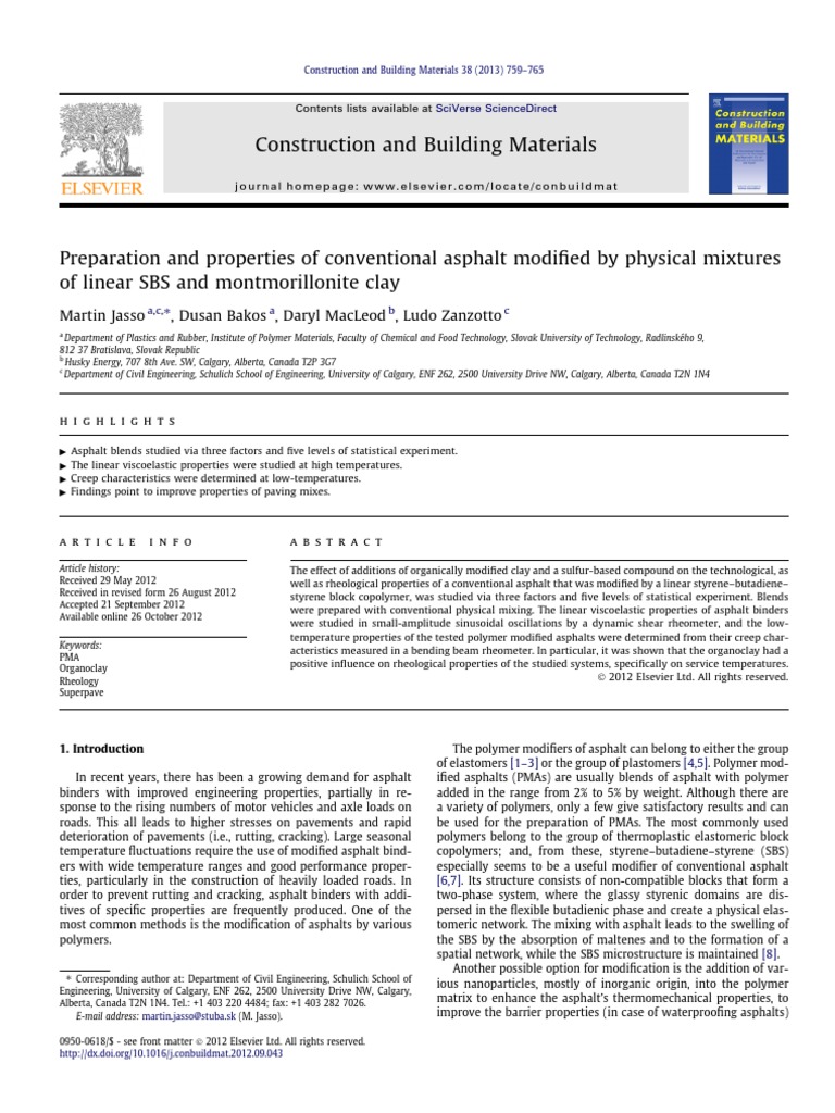 Construction and Building Materials: Martin Jasso, Dusan Bakos, Daryl ...