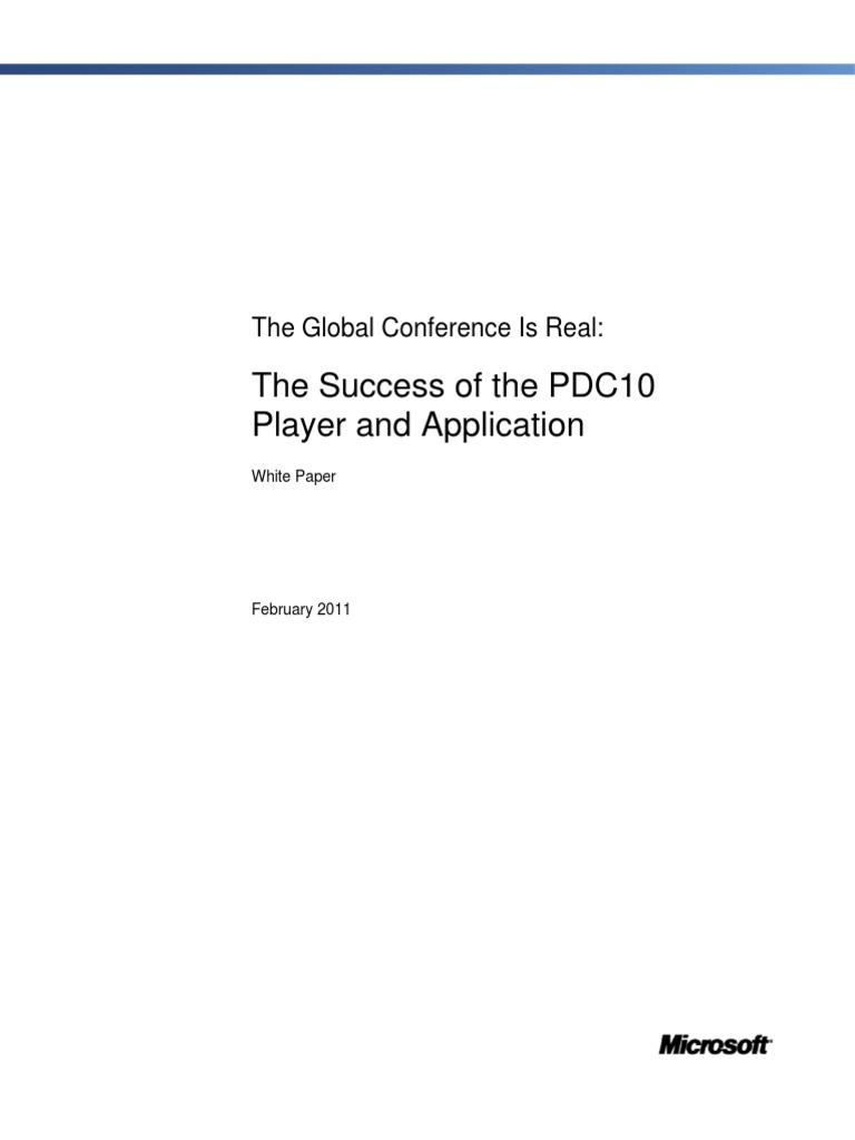 PDC 2010 Player Microsoft White Paper | PDF | Streaming Media | Share Point
