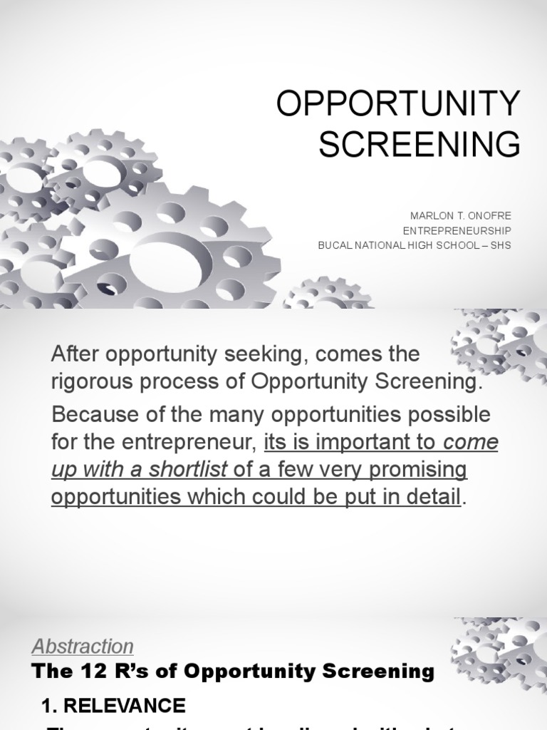 Lesson 3 Opportunity Screening Lecture | PDF