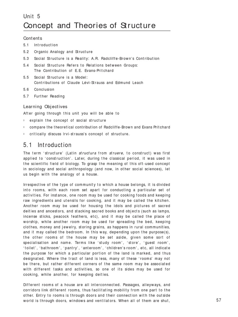 Concept and Theories of Structure: Unit 5 | PDF | Social Anthropology ...