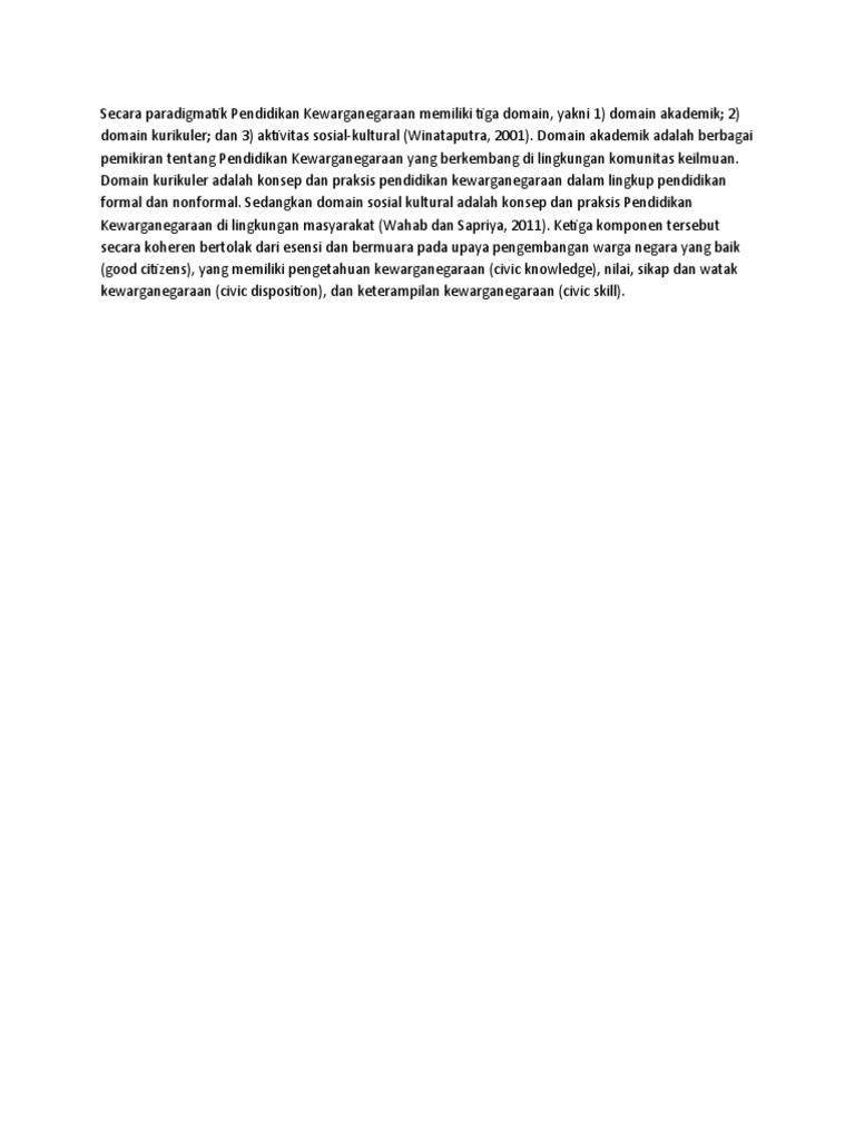 Tiga Domain Pendidikan Kewarganegaraan | PDF | Ilmu Sosial