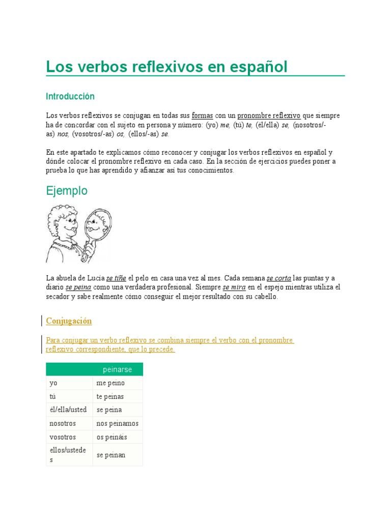 Los Verbos Reflexivos Explicaciones | PDF | Verbo | Asunto (gramática)