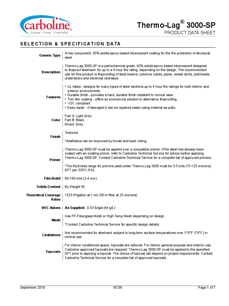 FDS THERMOLAG 3000 P Part B - 04 2016.. | PDF | Sheet Metal | Humidity
