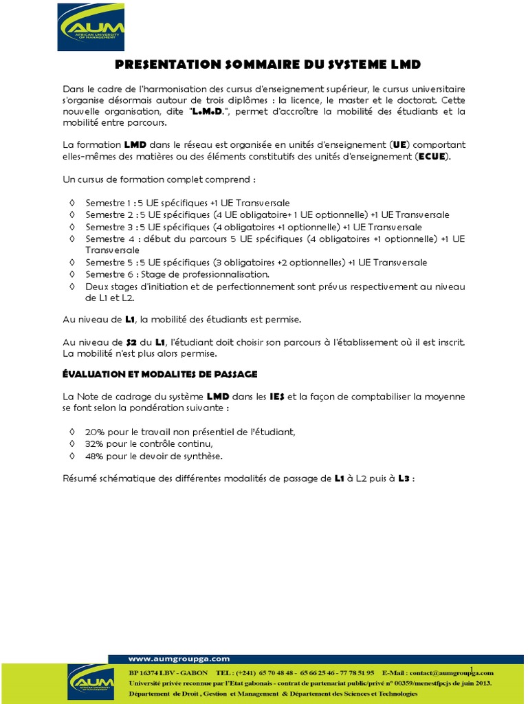 Systeme LMD | PDF | Business | Enseignement supérieur