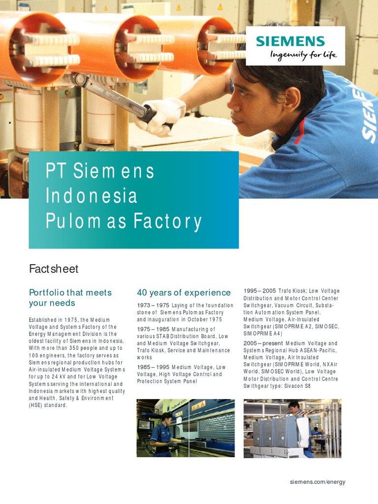 PT Siemens Indonesia Pulomas Factory Factory: Factsheet | PDF ...