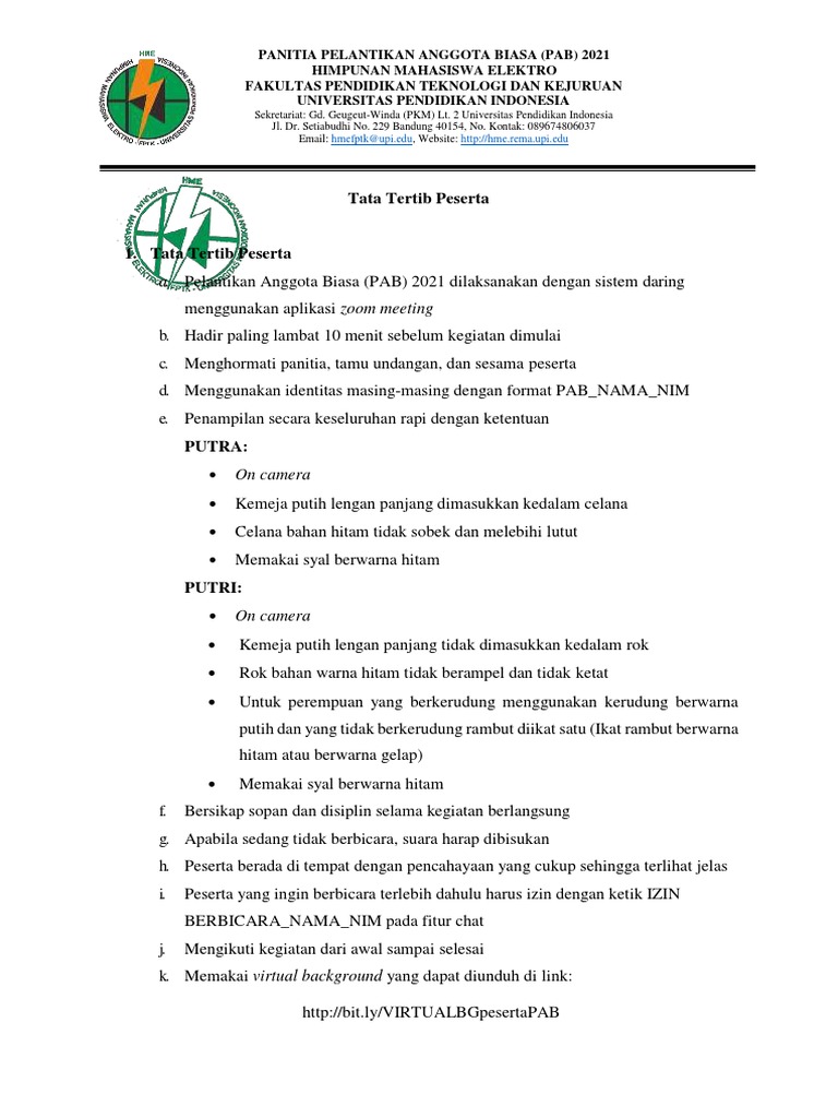 Tata Tertib Kegiatan (Peserta) | PDF