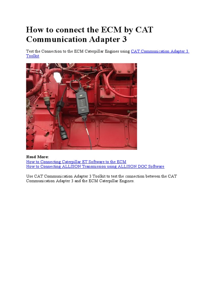 How To Connect The ECM by CAT Communication Adapter 3 | PDF | Software ...