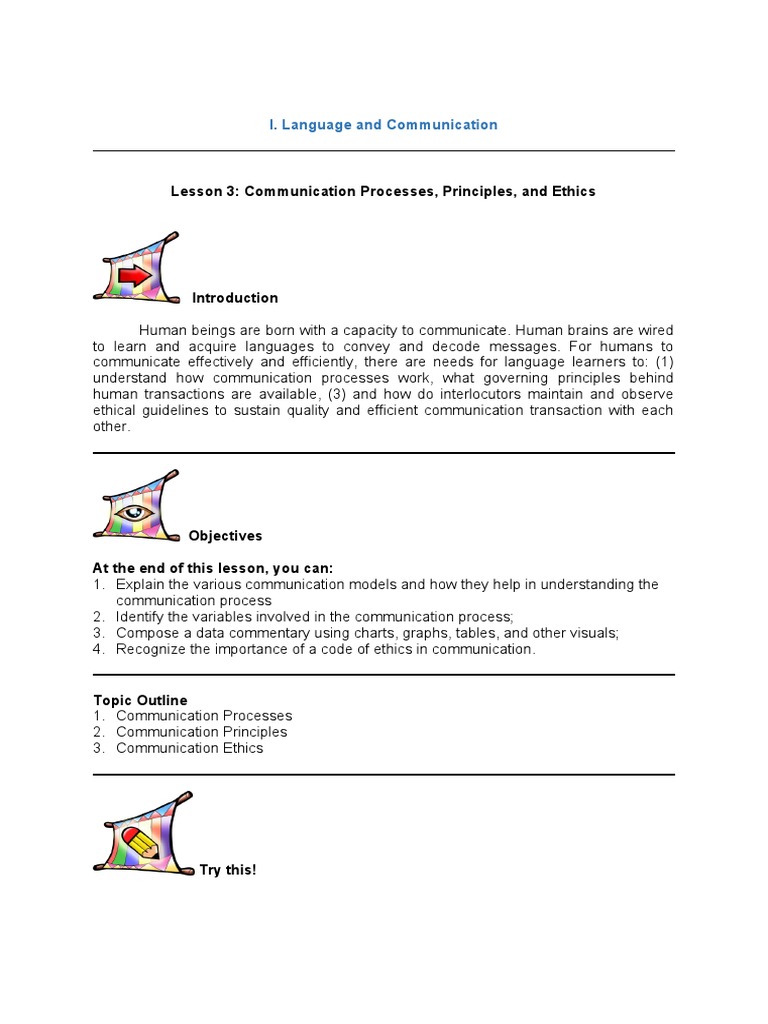 Lesson 3 Communication, Process, Principles An | PDF | Communication ...