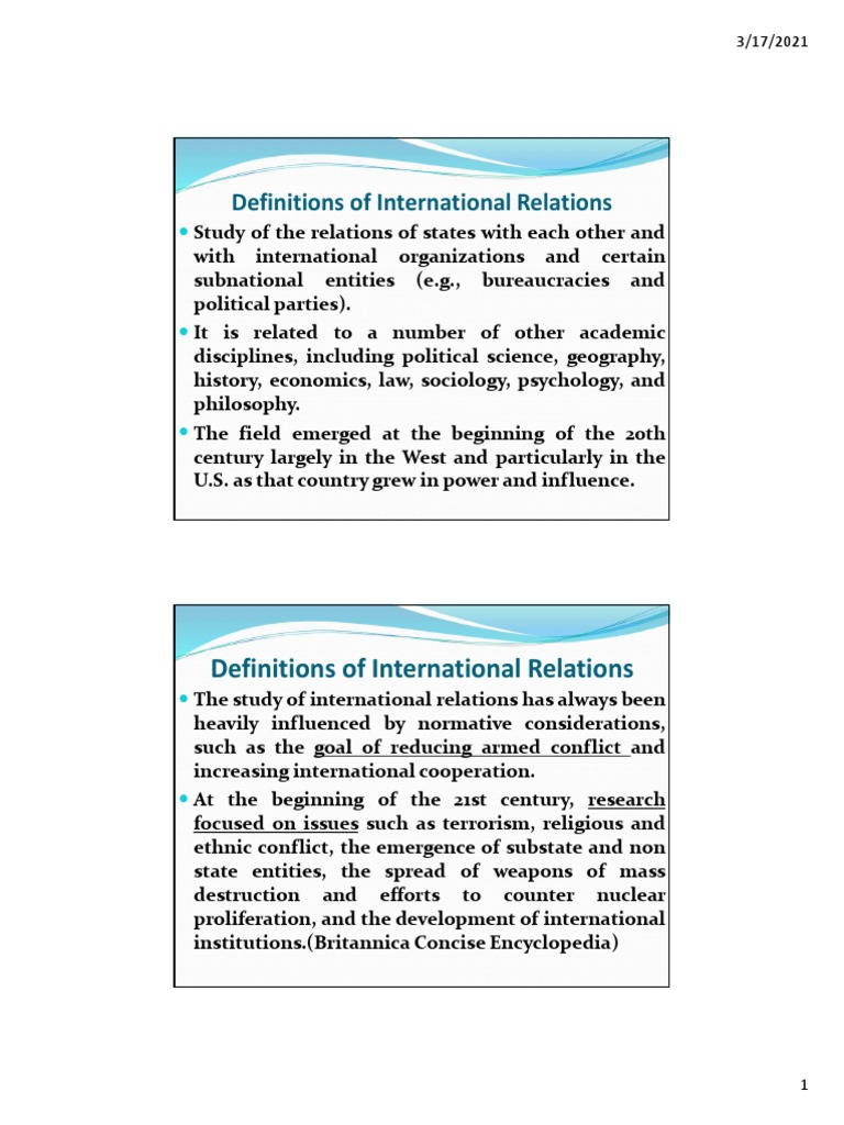 Defination of IR | PDF | International Relations | System