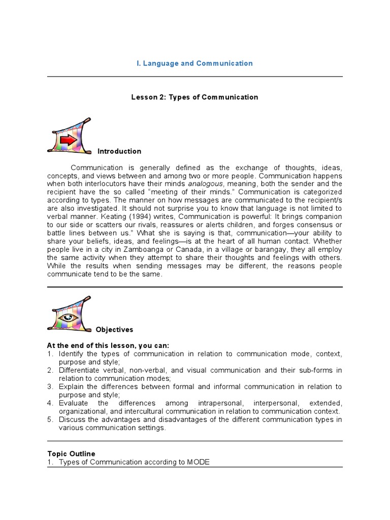 Lesson 2 Types of Comm | PDF | Nonverbal Communication | Communication