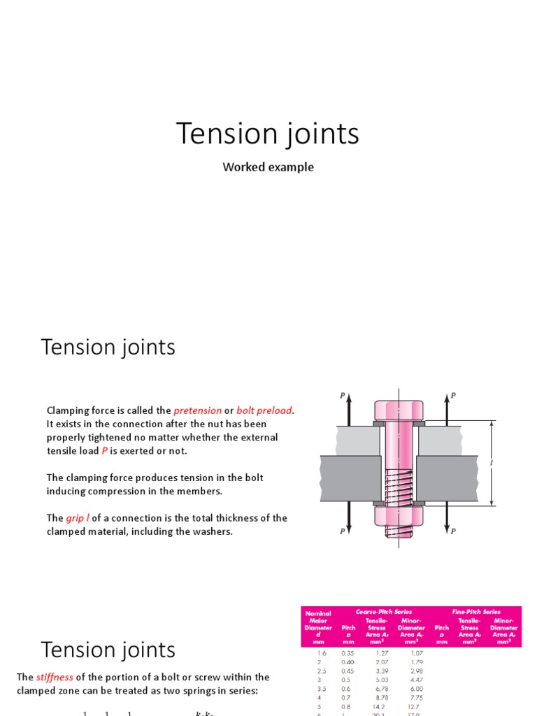 Tension Joints: Worked Example | PDF | Screw | Strength Of Materials