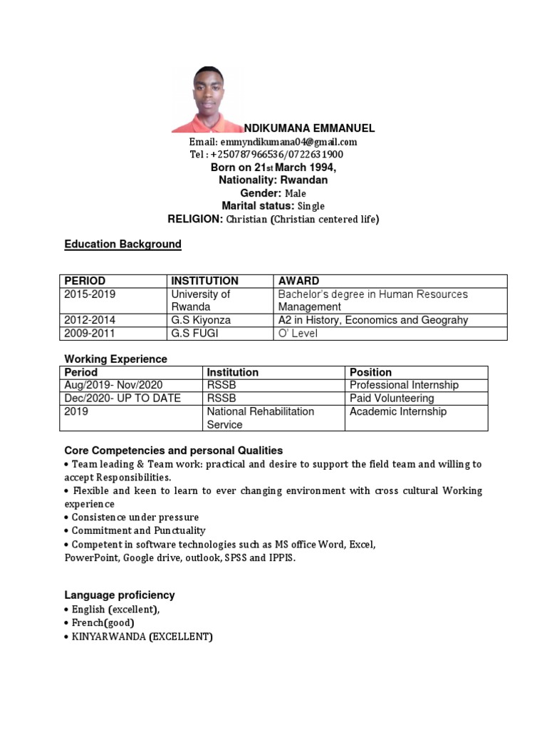 Ndikumana Emmanuel CV | PDF