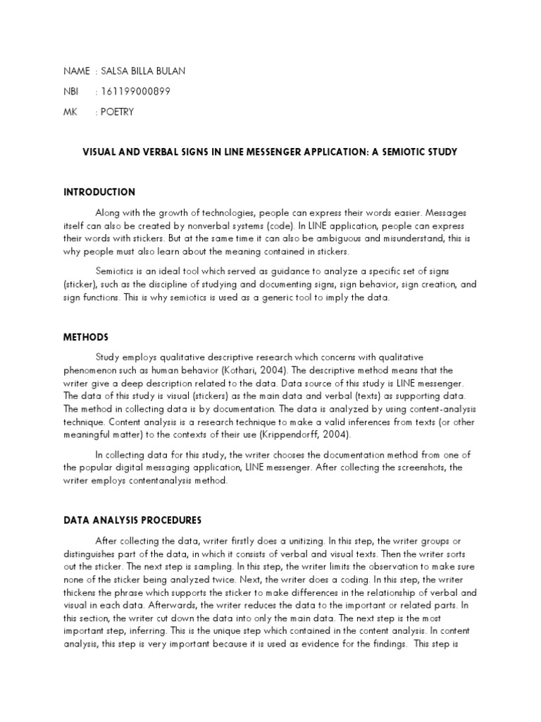 Visual and Verbal Signs in Line Messenger Application: A Semiotic Study ...