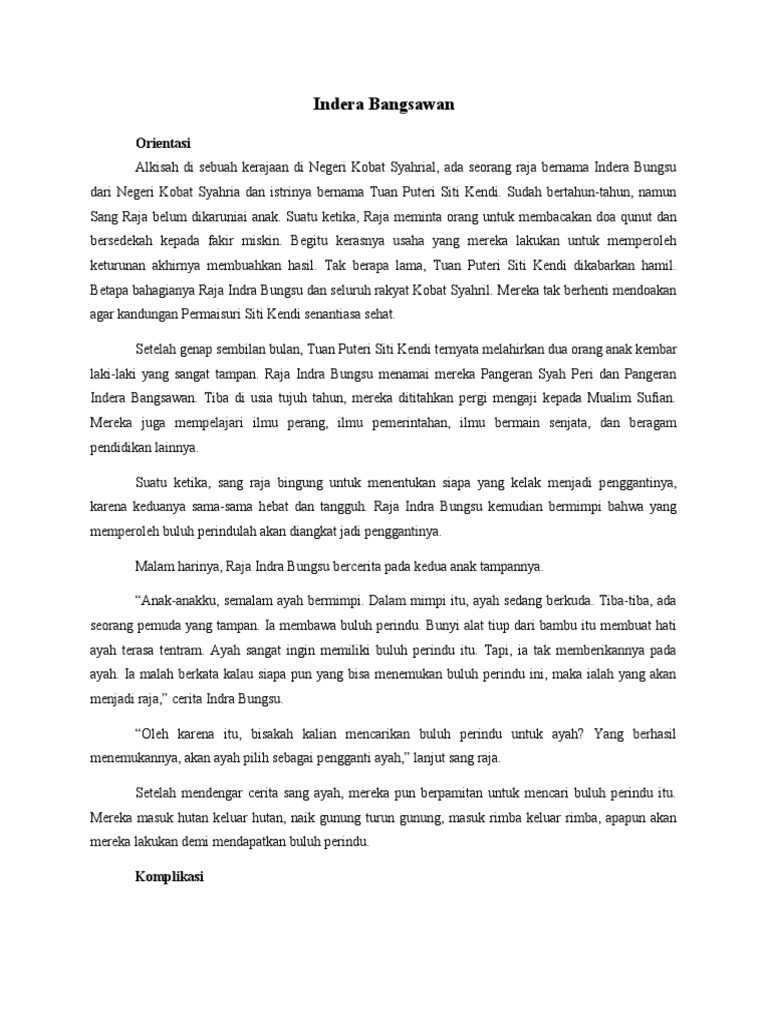 Cerpen Indera Bangsawan - Wanda H Abs 34 - MIPA4 | PDF